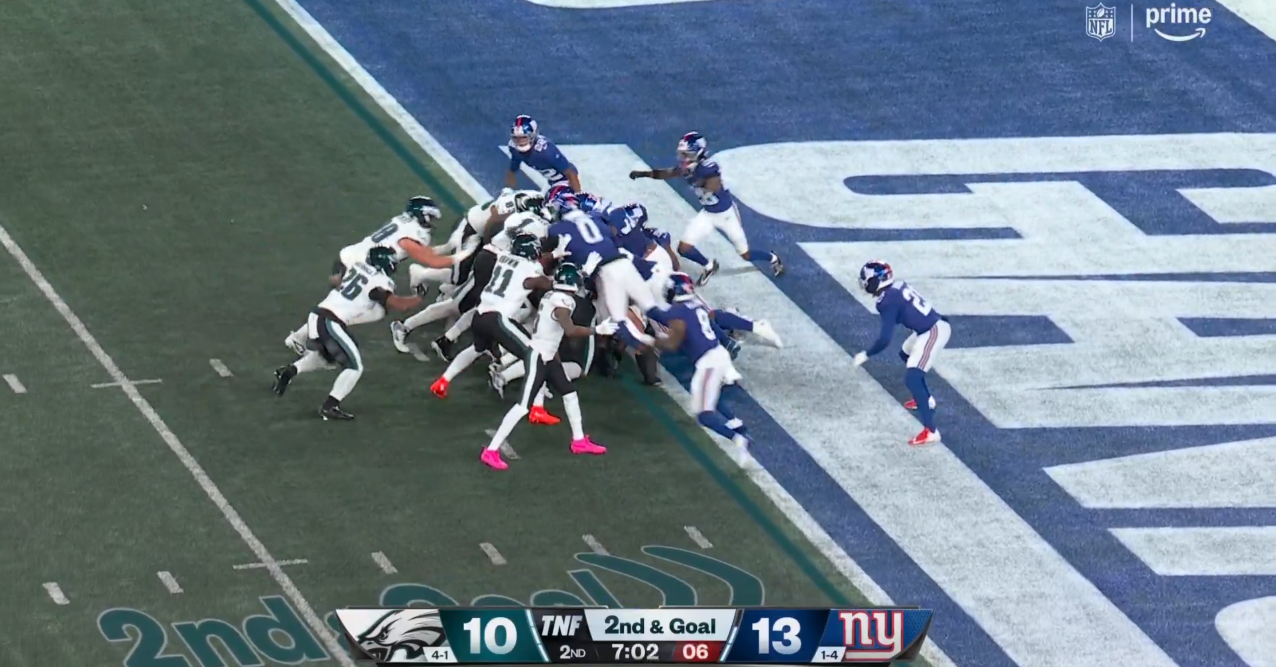 VIDEO: Eagles use four consecutive Tush Push plays to score a touchdown.