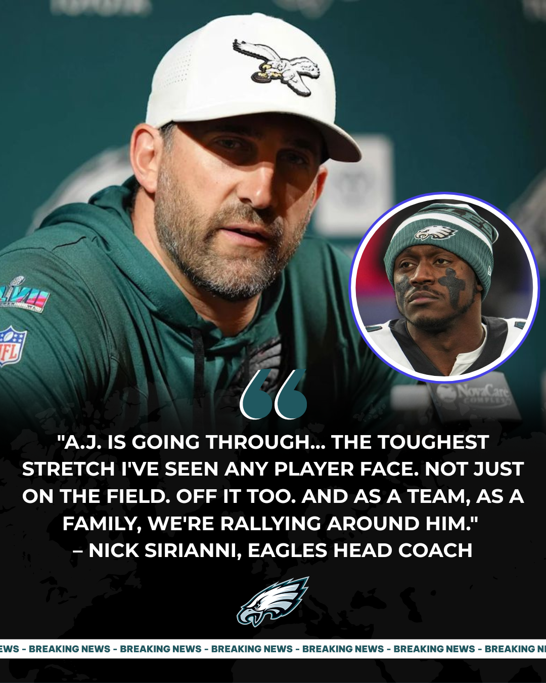 Entire Eagles Locker Room Falls Silent as Sirianni Reveals A.J. Brown's ...